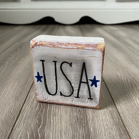 Holiday | Rustic Farmhouse Block With Usa On It | Poshmark